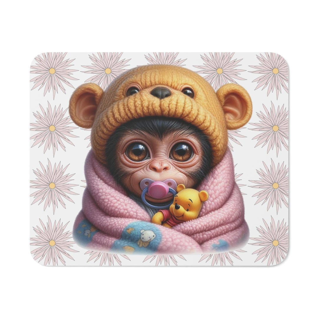 Adorable Chimp Baby Desk Mouse Pad Cute Office Accessory, Gaming Setup ...