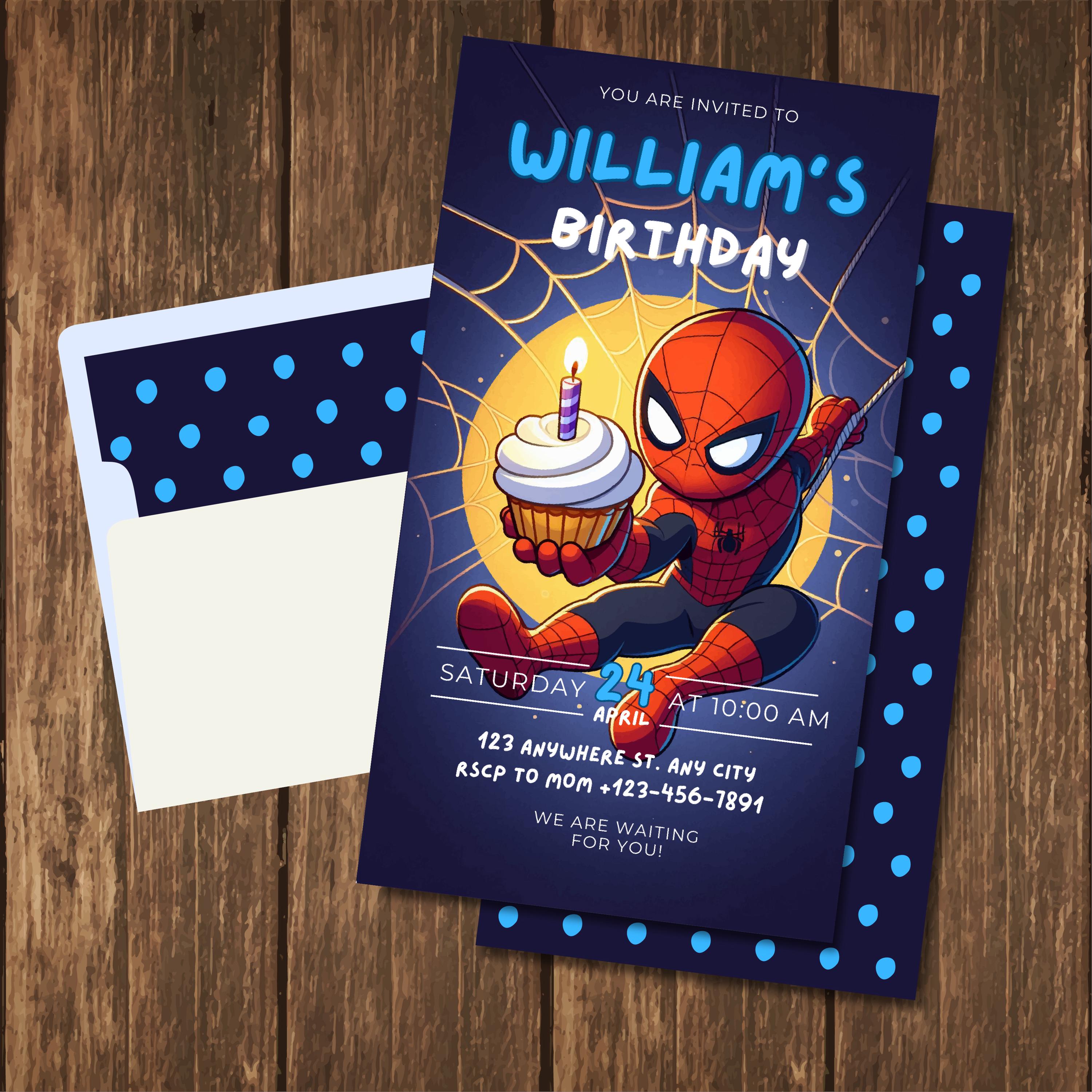 Spider-man Birthday Editable Template Invitation - Etsy