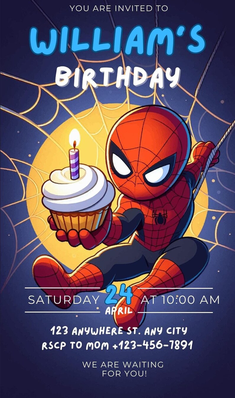 Spider-man Birthday Editable Template Invitation - Etsy