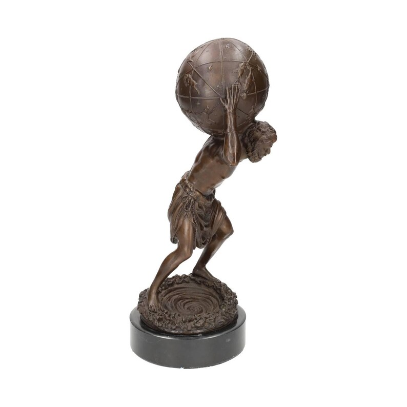 Bronze Atlas Statue Powerful Figure Carrying the World, Symbol of ...