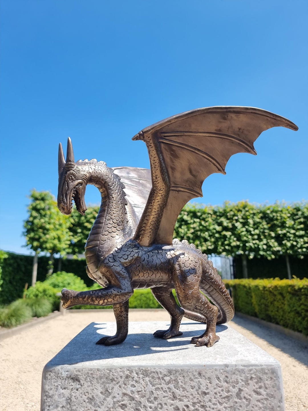 Bronze Dragon Sculpture Detailed Gothic Fantasy Dragon Figurine Unique ...