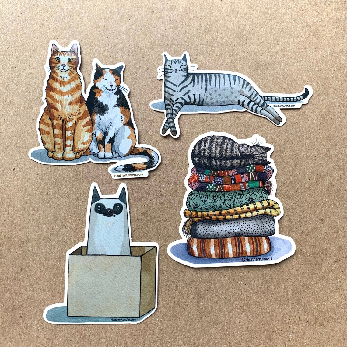 Cat Vinyl Stickers Set of 4 Kitty Cat Stickers Vinyl Decal - Etsy