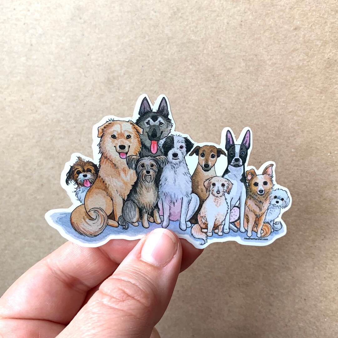 Mixed Breed / Mutt Dog Rescue Art Sticker, Dog Breeds Sticker Decal ...