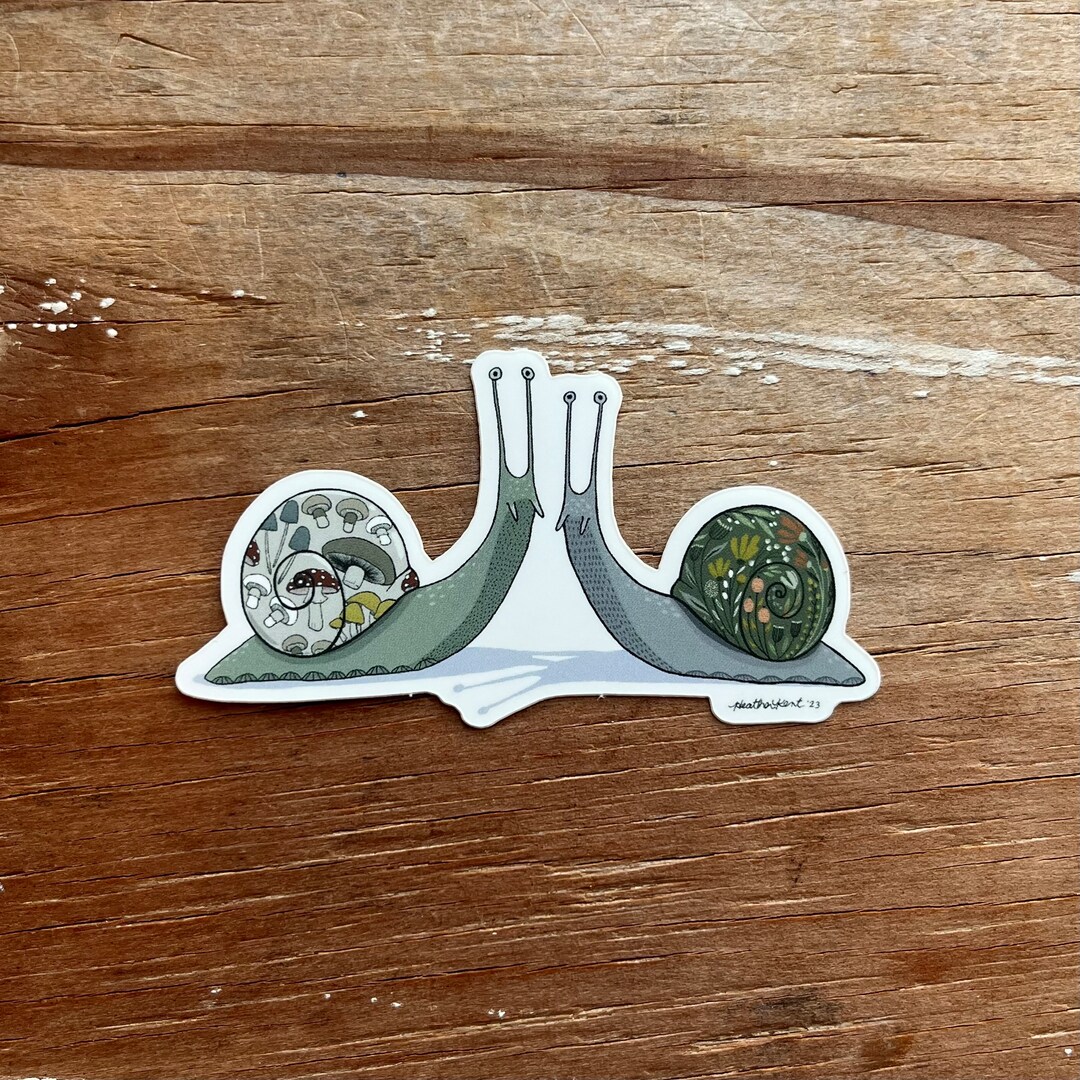Snails Sticker - Cute Snail Vinyl Sticker - Snail Love Art - Etsy