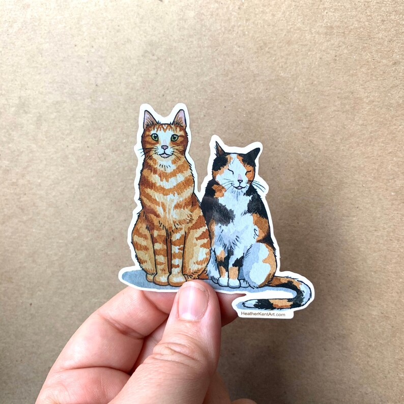 Cat Vinyl Stickers Set of 4 Kitty Cat Stickers Vinyl Decal | Etsy