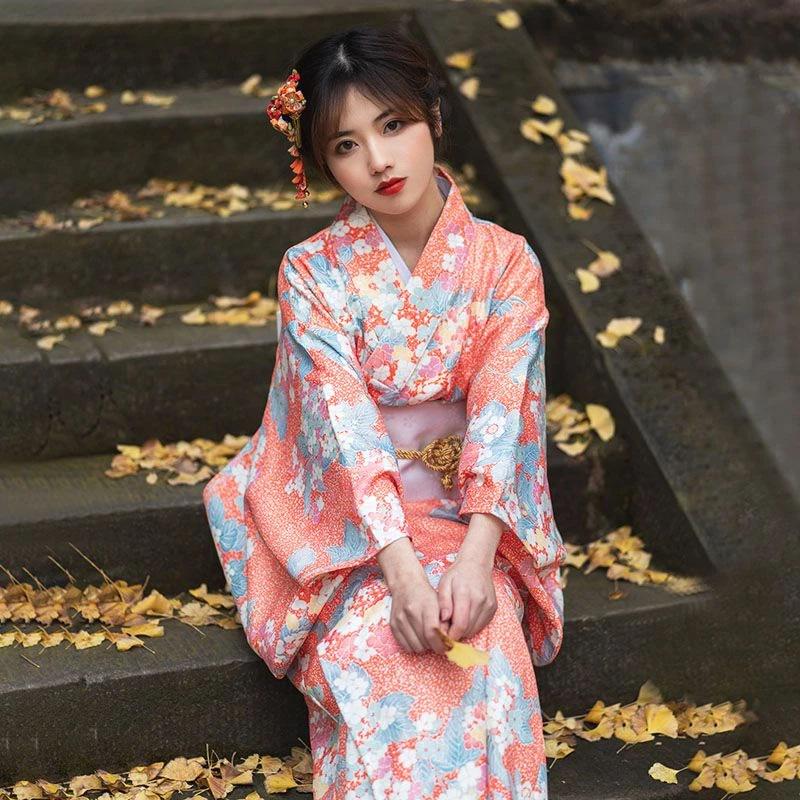 Pre-made Japanese Yukata Costume, Traditional Japanese Kimono Pink ...