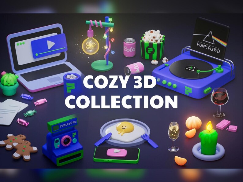 Cozy 3D Objects | Cozy 3D Objects Pack for Blender and Cinema 4D | Cute ...