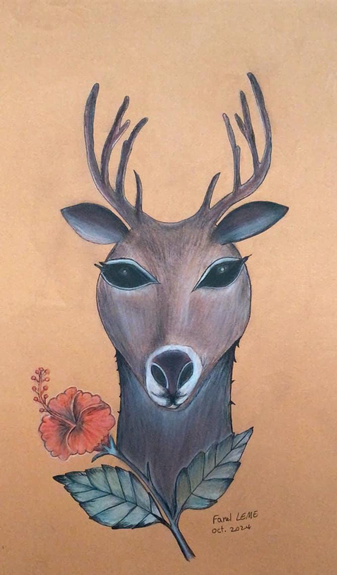 Haitian Art Charcoal Drawing of A Deer - Etsy
