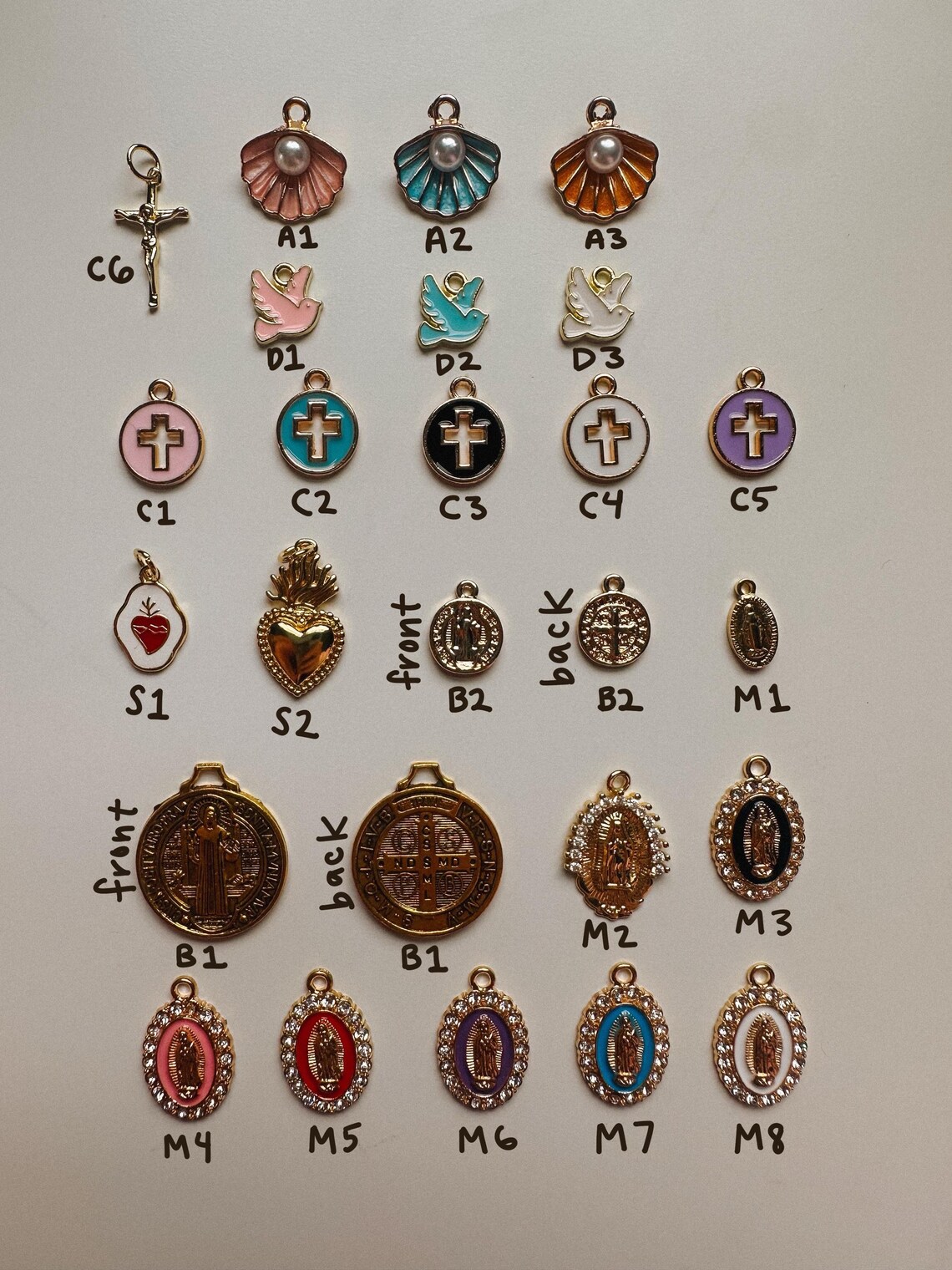Catholic Charm Necklace - Gold Front Clasp - Etsy