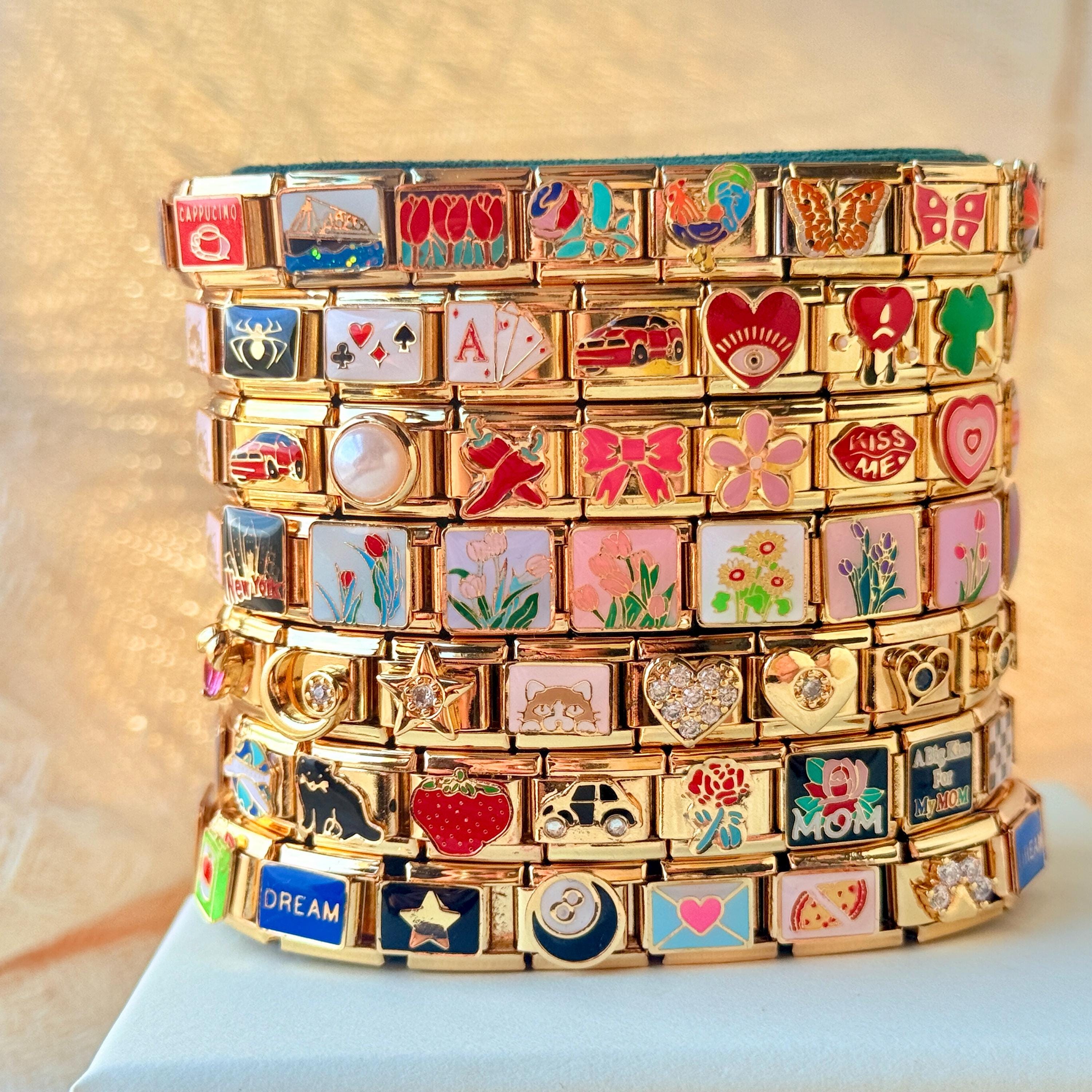 Gold Italian Bracelet,custom Gold Italy Charms,personalized Italian ...