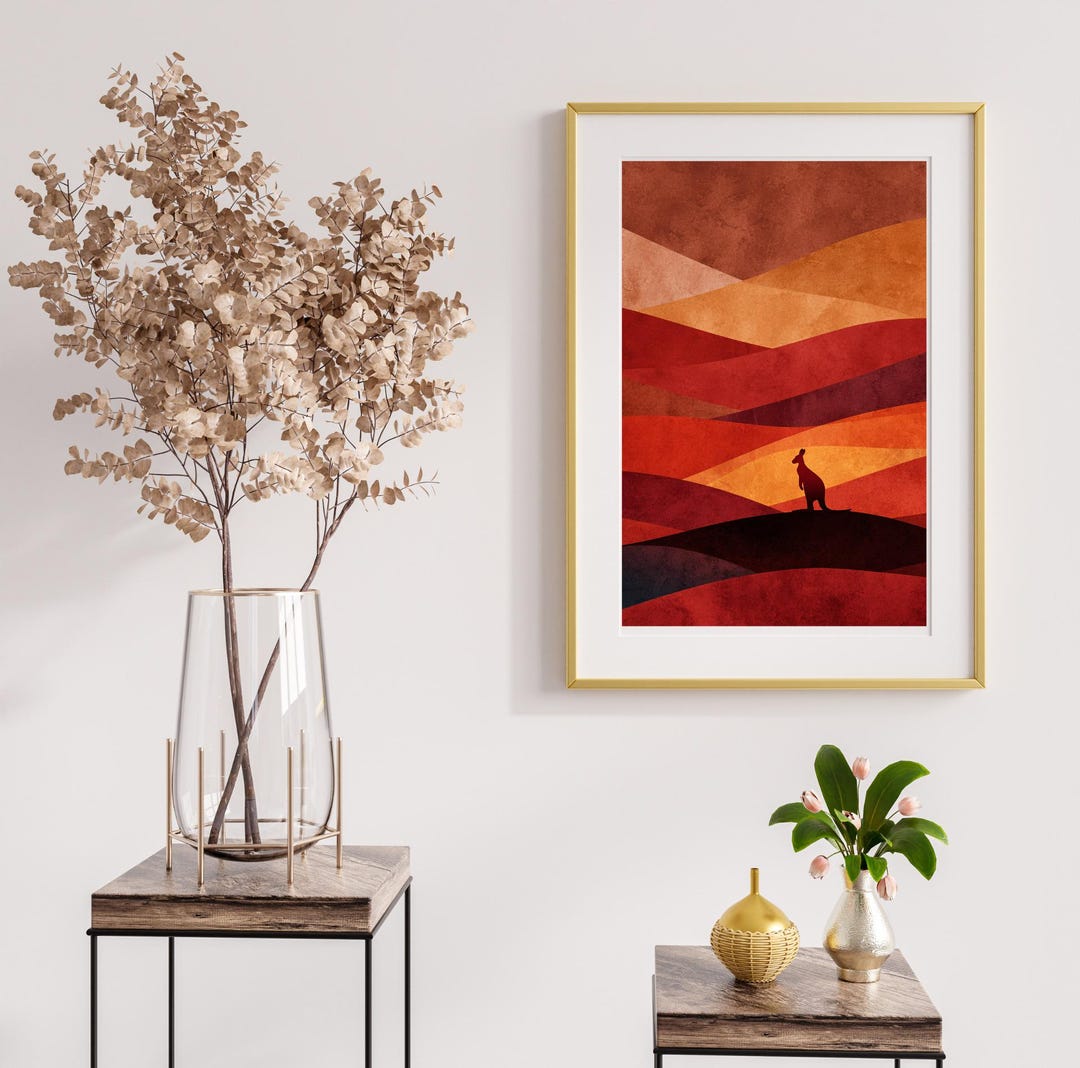 Australian Outback Art Print: Rustic Geometric Landscape (digital ...