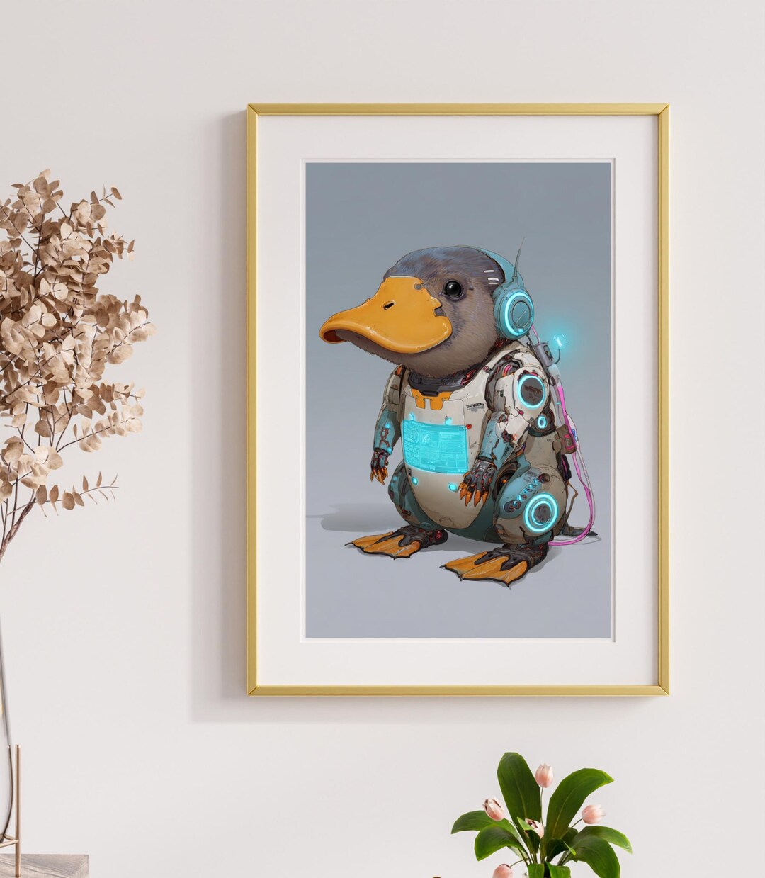 Cyberpunk Platypus Digital Printable Wall Art: Australian Wildlife Sci ...
