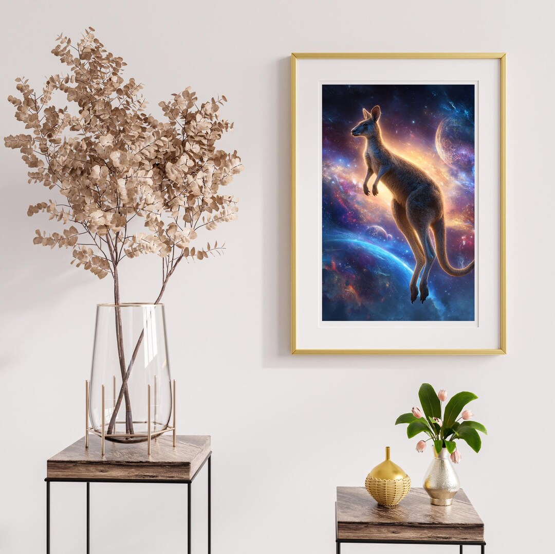 Cosmic Kangaroo Print: Surreal Sci-fi Galaxy Australian Wildlife ...