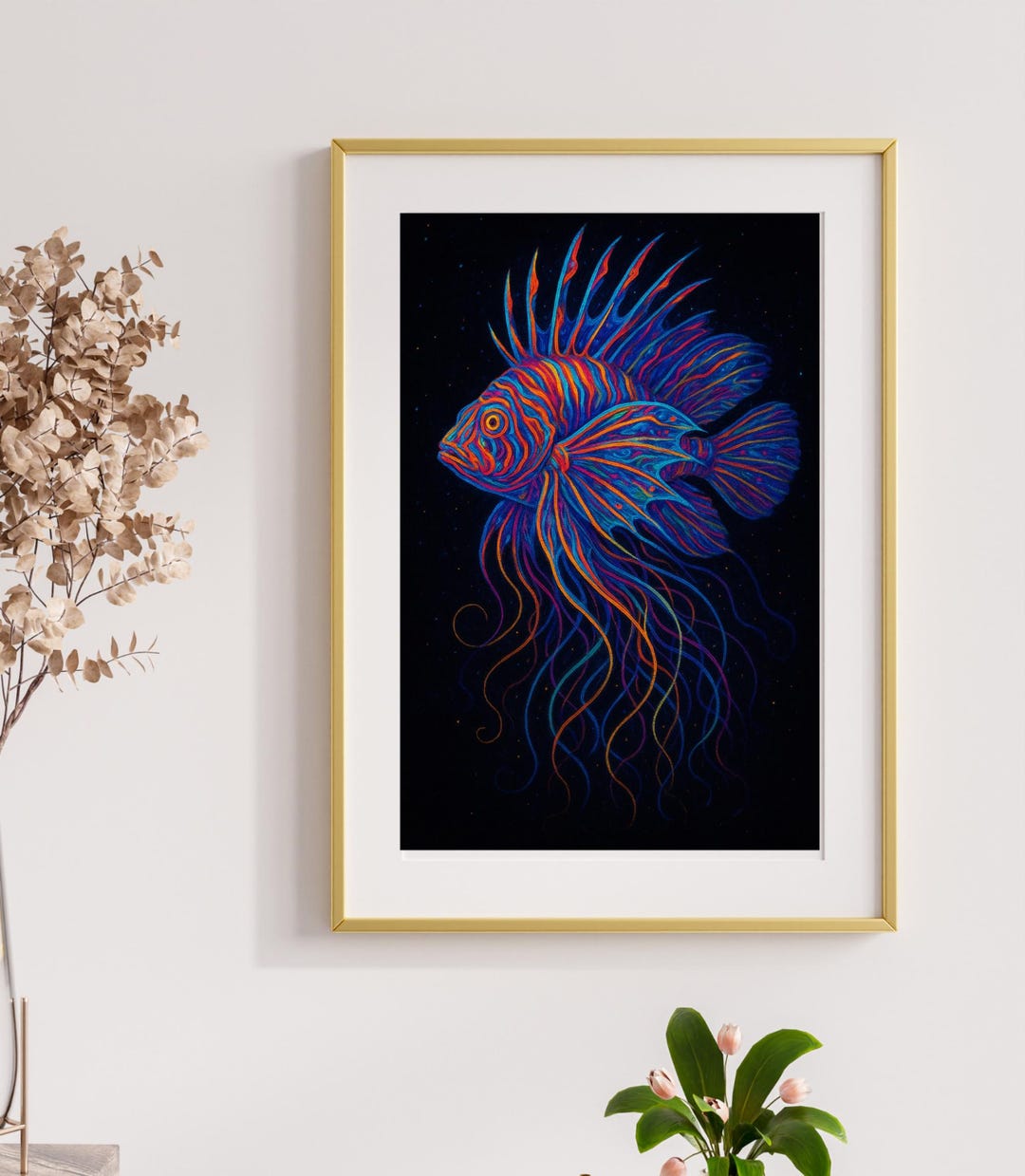 Psychedelic Neon Tides Digital Printable Wall Art: Marine Life Home ...
