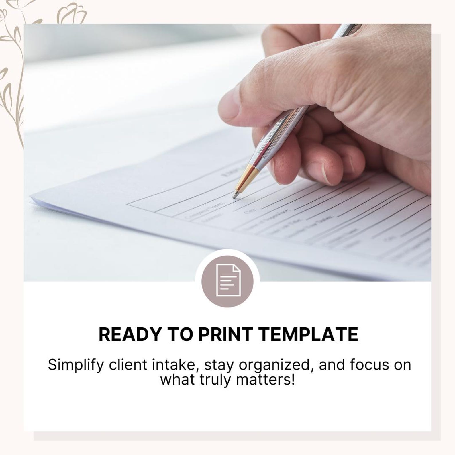 Conservatorship Intake Form | Editable Client Assessment Template ...