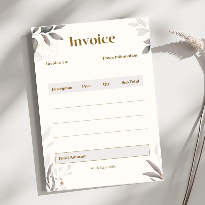 Flower Boarder Invoice Simple and Elegant Invoice for Professional ...