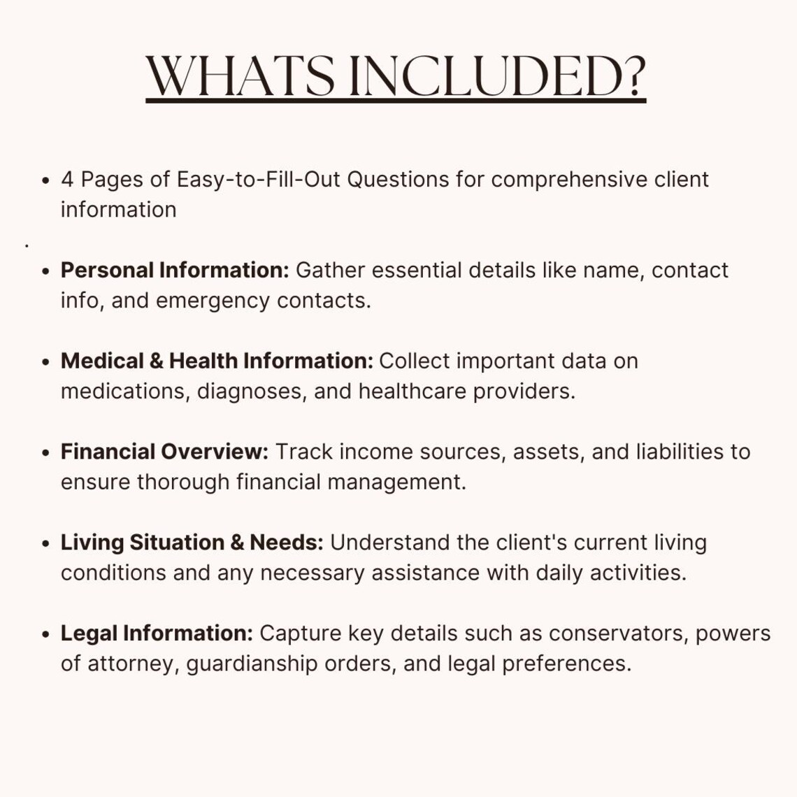 Conservatorship Intake Form | Editable Client Assessment Template | Legal & Personal Information ...