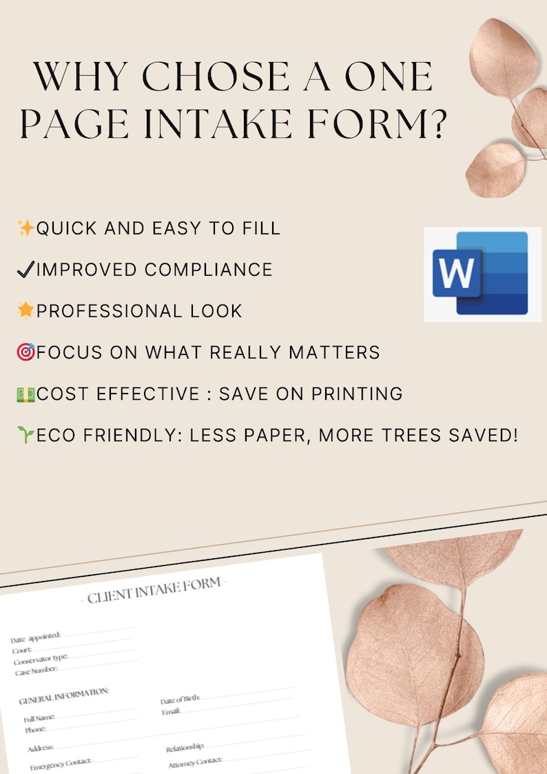 Conservator Client Intake Form | Customizable and Printable Template ...
