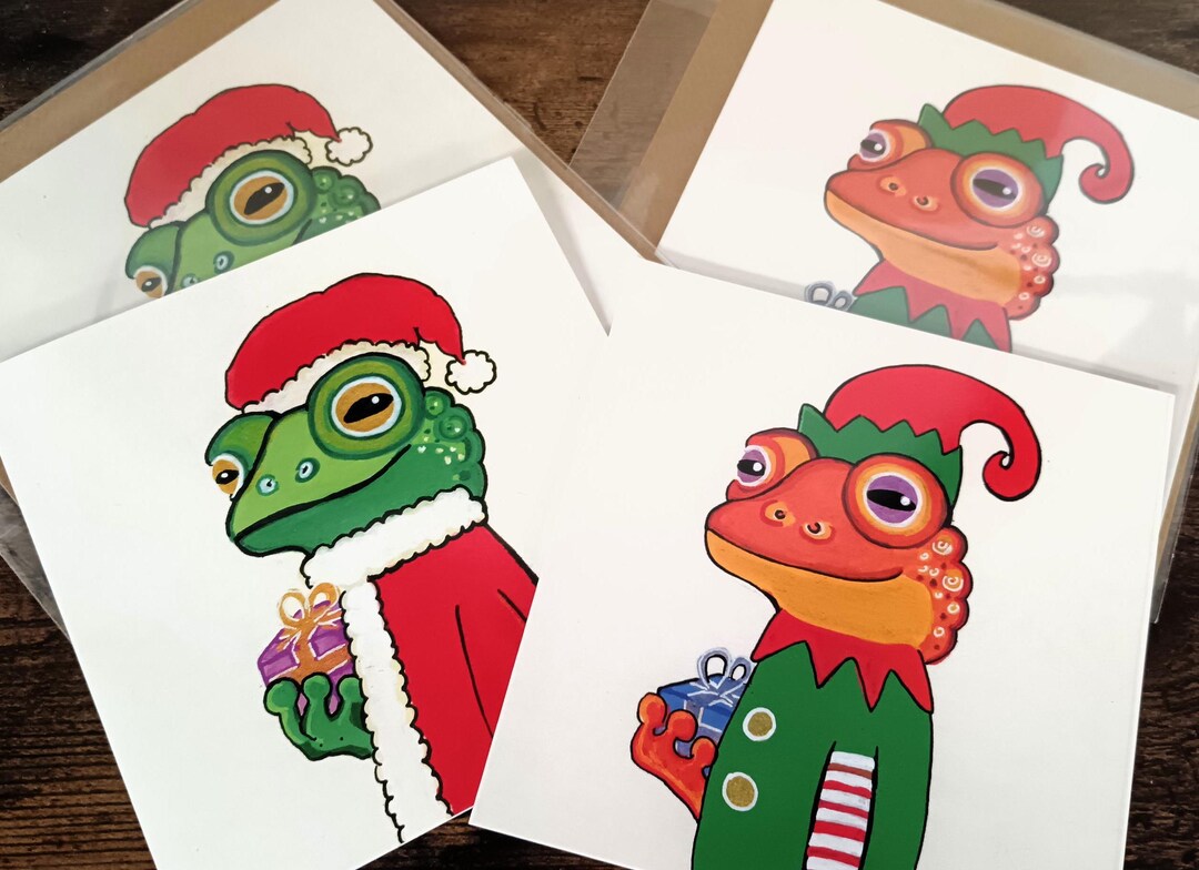 Merry Frogmas Cards. Original Illustration Art Print/card. Cute and ...
