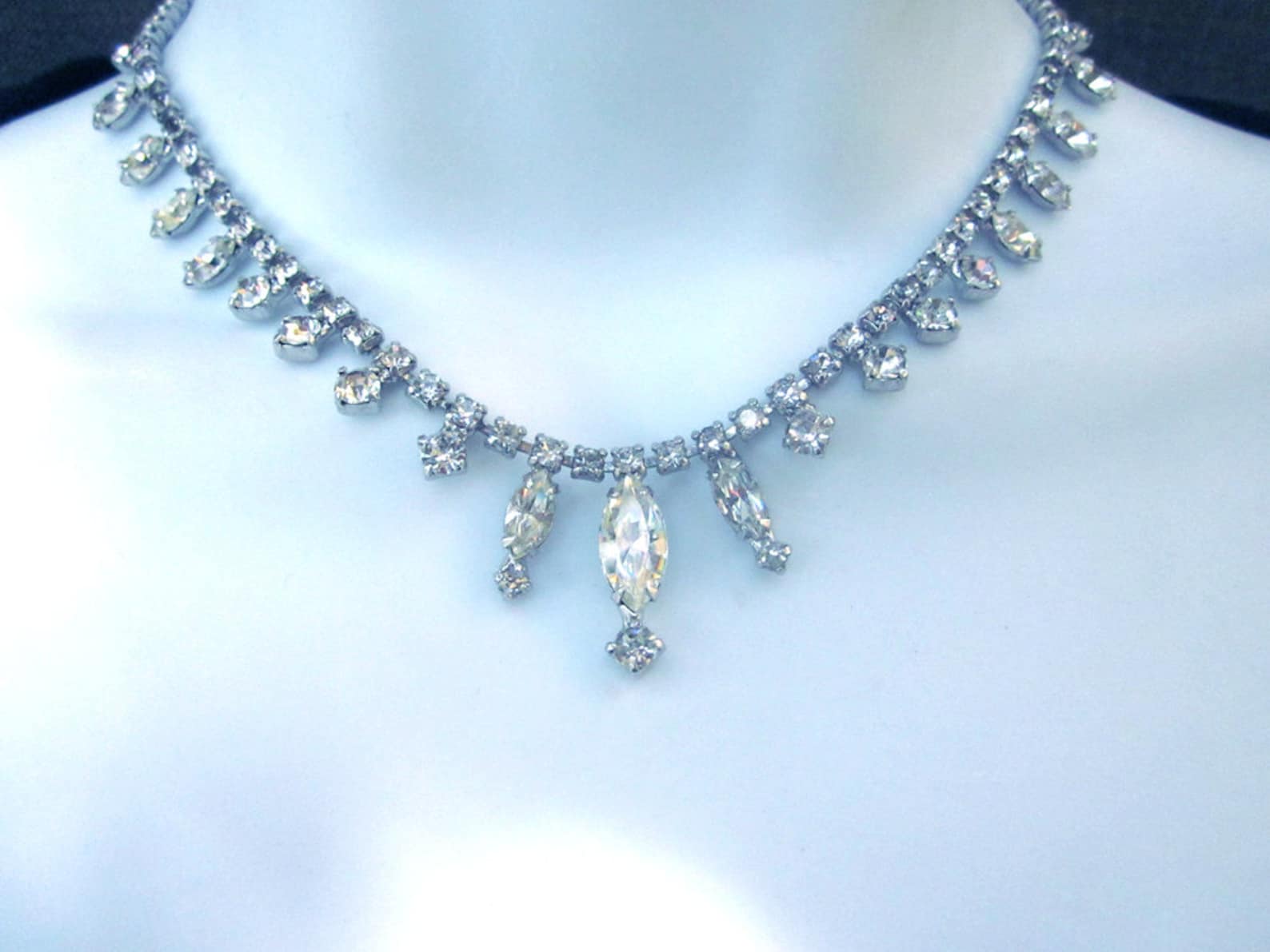 Kramer Vintage Rhinestone Necklace - Etsy