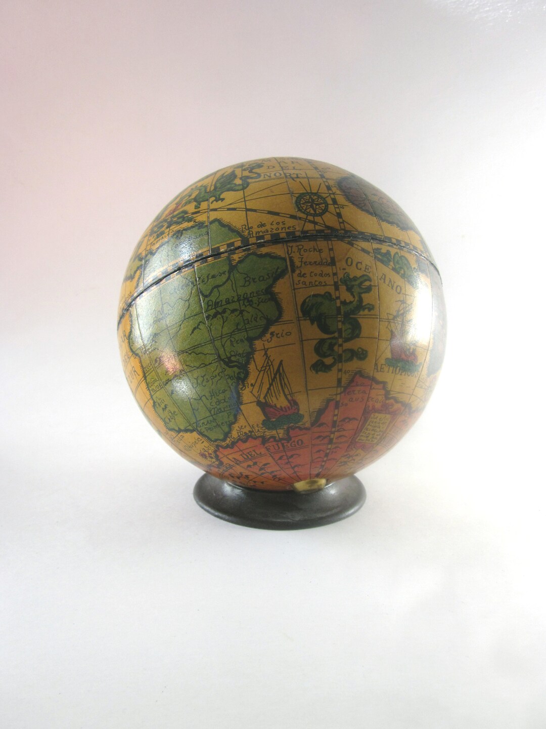 Vintage Old World Globe Bank - Etsy