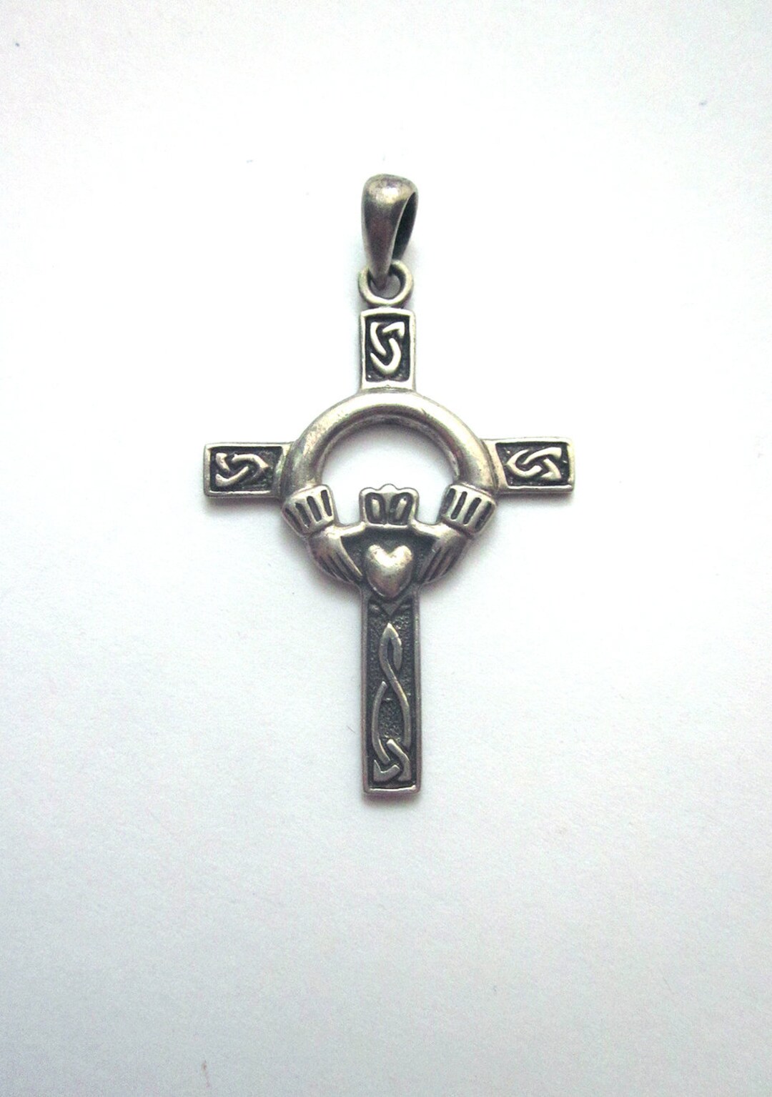 Sterling Celtic Claddagh Cross Pendant 925 Unisex Jewelry - Etsy