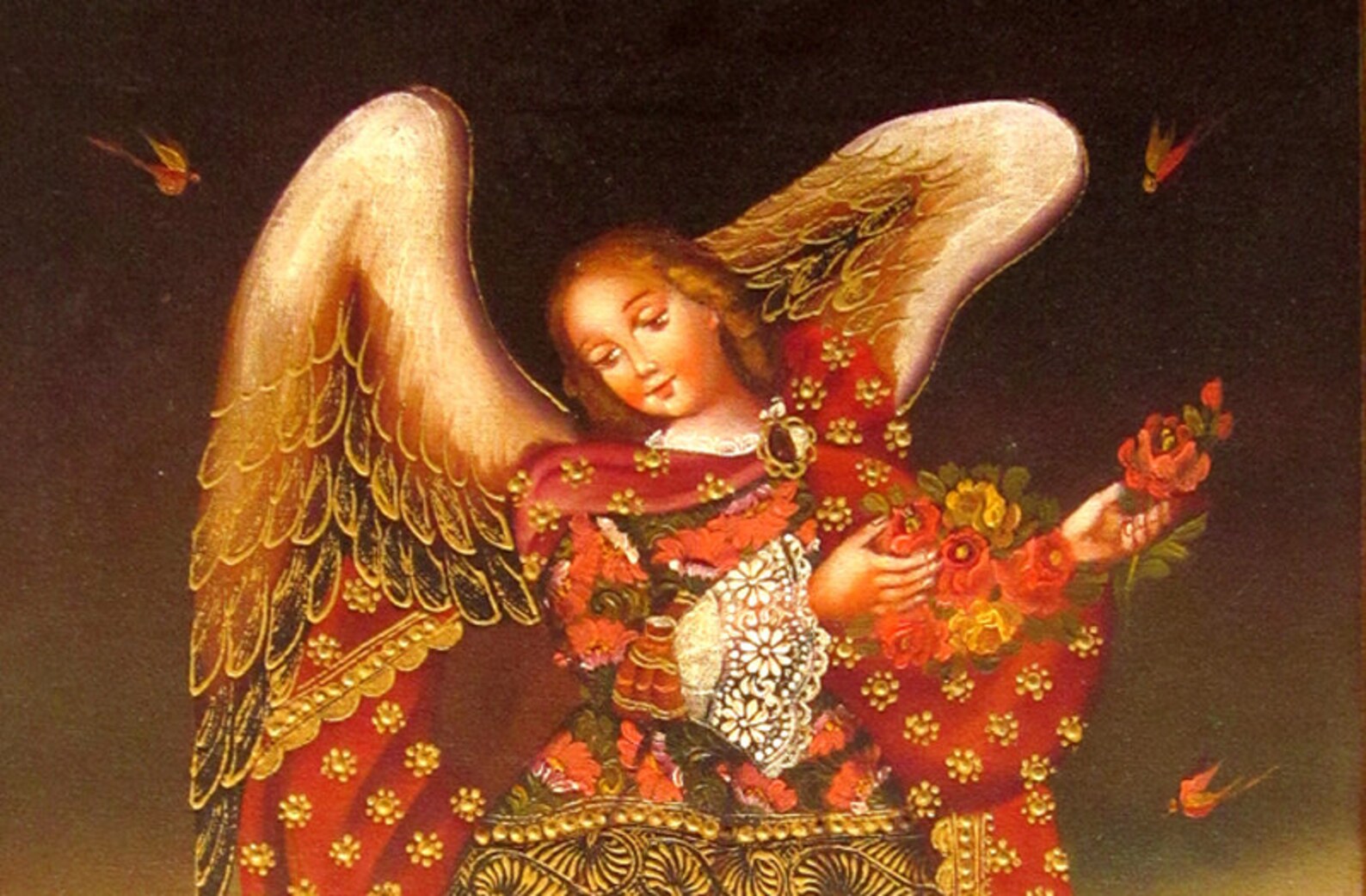 Religious Oil Painting on Canvas Cusco Art Guardian Angel - Etsy