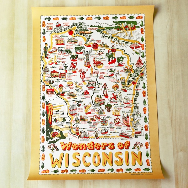 Wisconsin Map Art - Etsy
