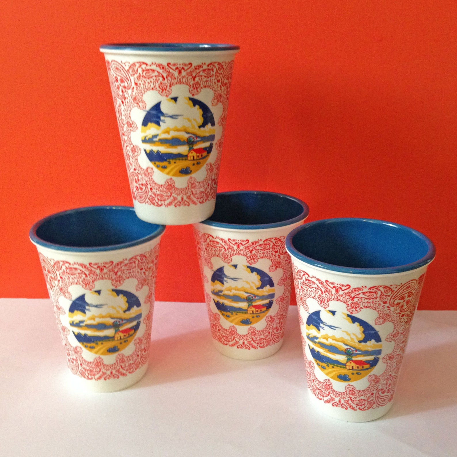 Western Cups Set of 4 12 Oz Melamine Cups Western - Etsy
