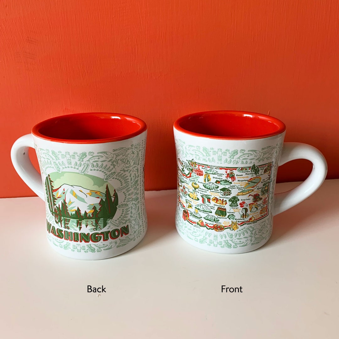 Washington State Mug, Stoneware 12 Oz Mug, Washington Diner Mug, WA Map ...