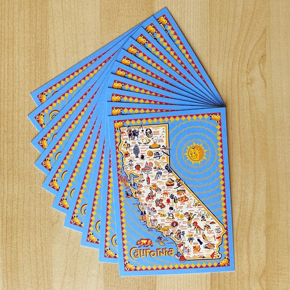 California Map Postcard