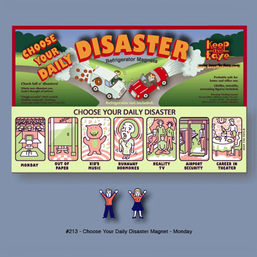 Interactive Disaster Fridge Magnet: Monday - Etsy