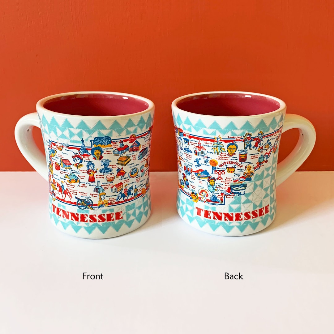 Tennessee Map Diner Mug, State Icons Stoneware Coffee Mug, 12 Oz - Etsy