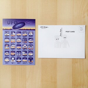 UFO Postcards: Aliens & Flying Saucer Bingo, Set of 10 - Etsy