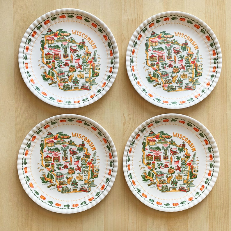 Wisconsin Plates, 9" Melamine Map Plates in a Set of 4 - Etsy