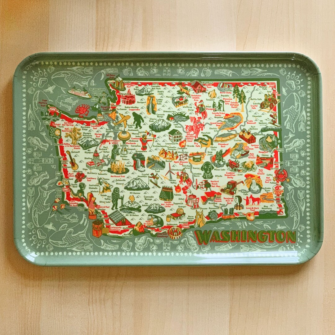 Washington Tray, 9" by 13", Melamine Tray, Washington State Map Tray ...