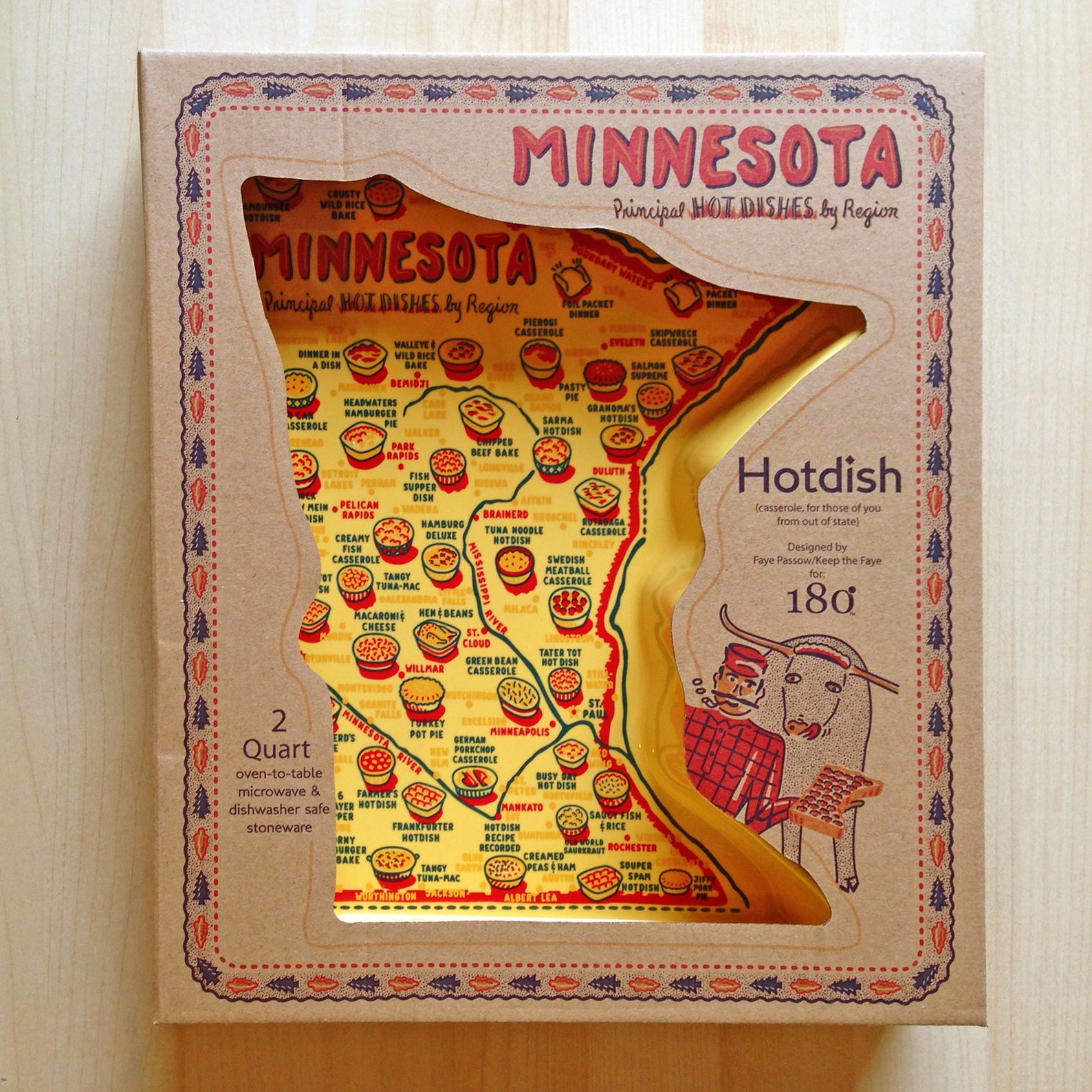 Minnesota Casserole, Stoneware, 2-quart, Gift-boxed, MN Hot Dish Map ...