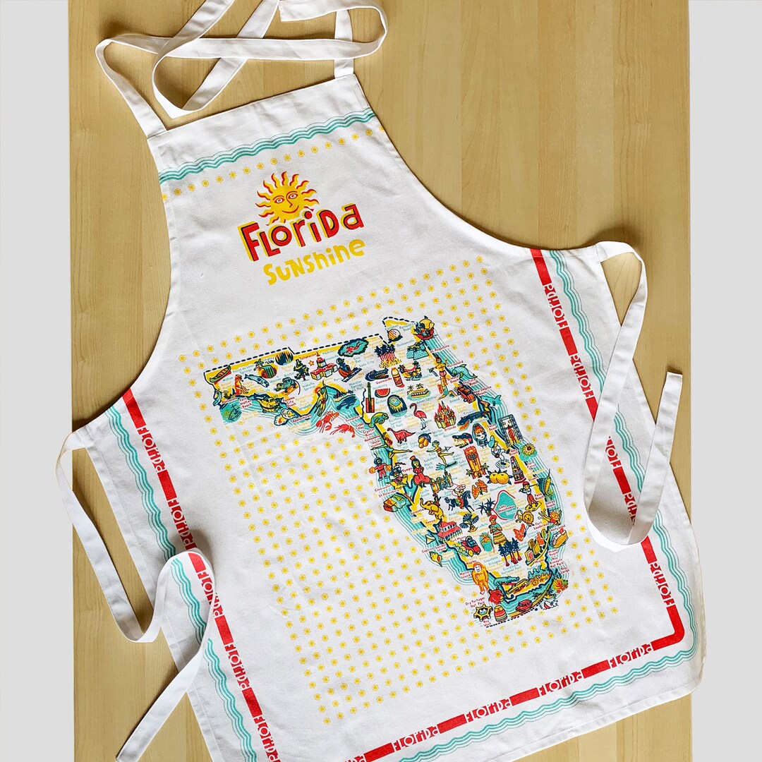 Florida Apron, Florida Map Apron, Butcher-style Apron With Ties - Etsy