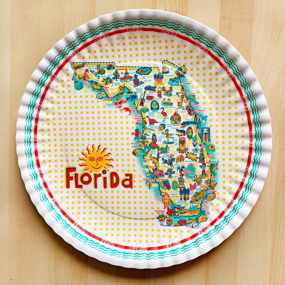 Florida Platter, 16 Round Melamine Platter, Florida Map Platter Tray - Etsy