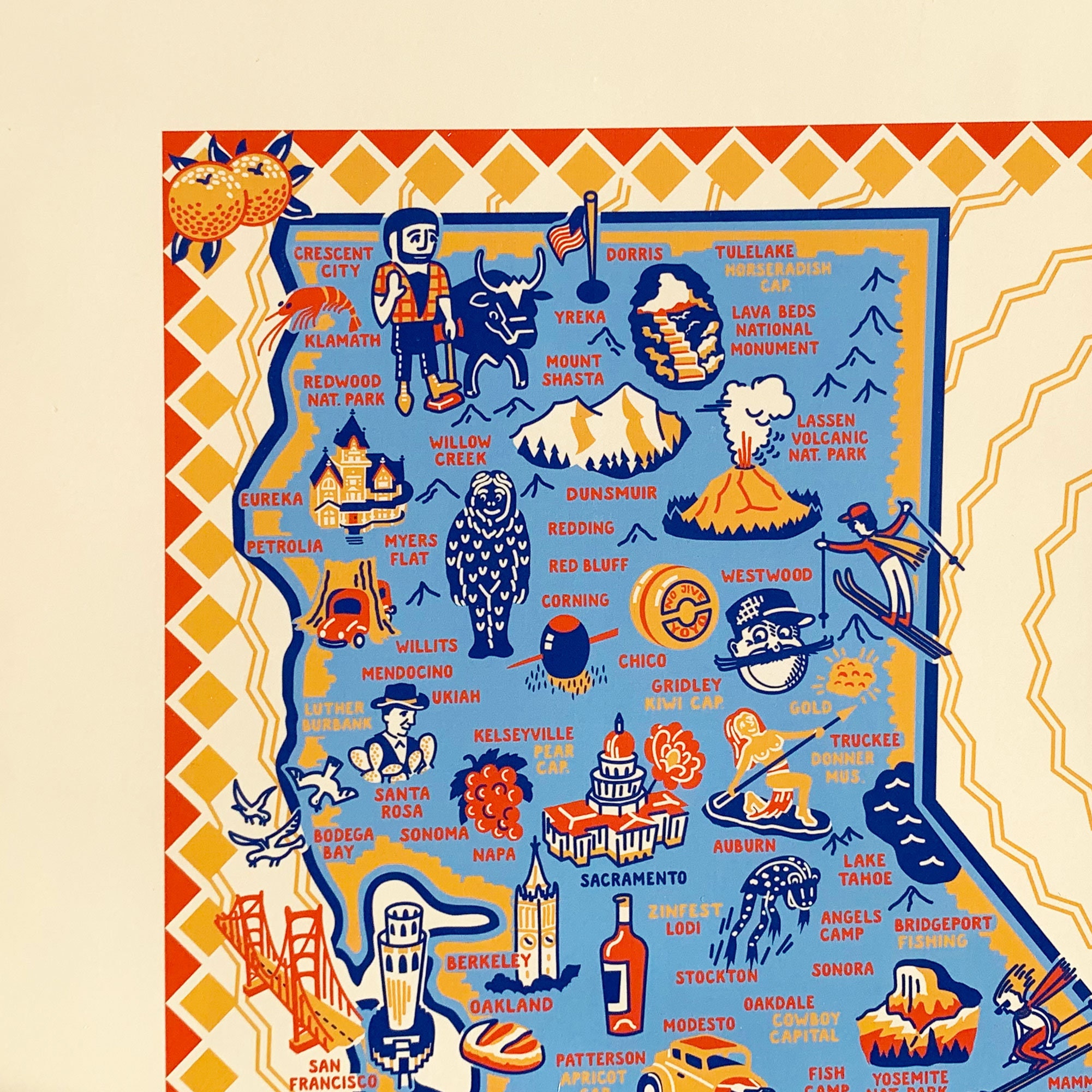 California Map Art Print: Illustrated Travel Landmarks, 16x20" - Etsy