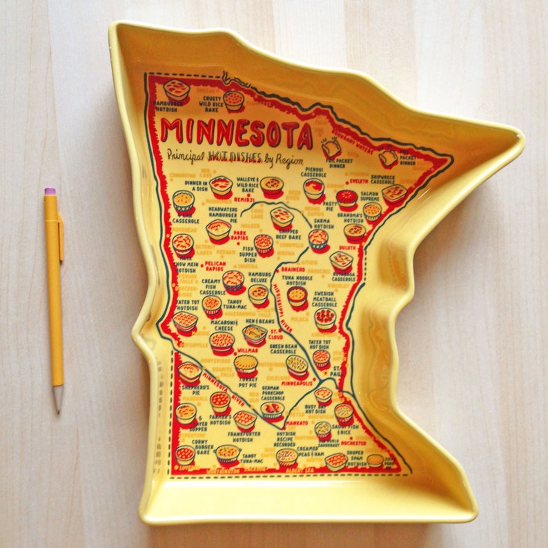 Minnesota Casserole, Stoneware, 2-quart, Gift-boxed, MN Hot Dish Map ...