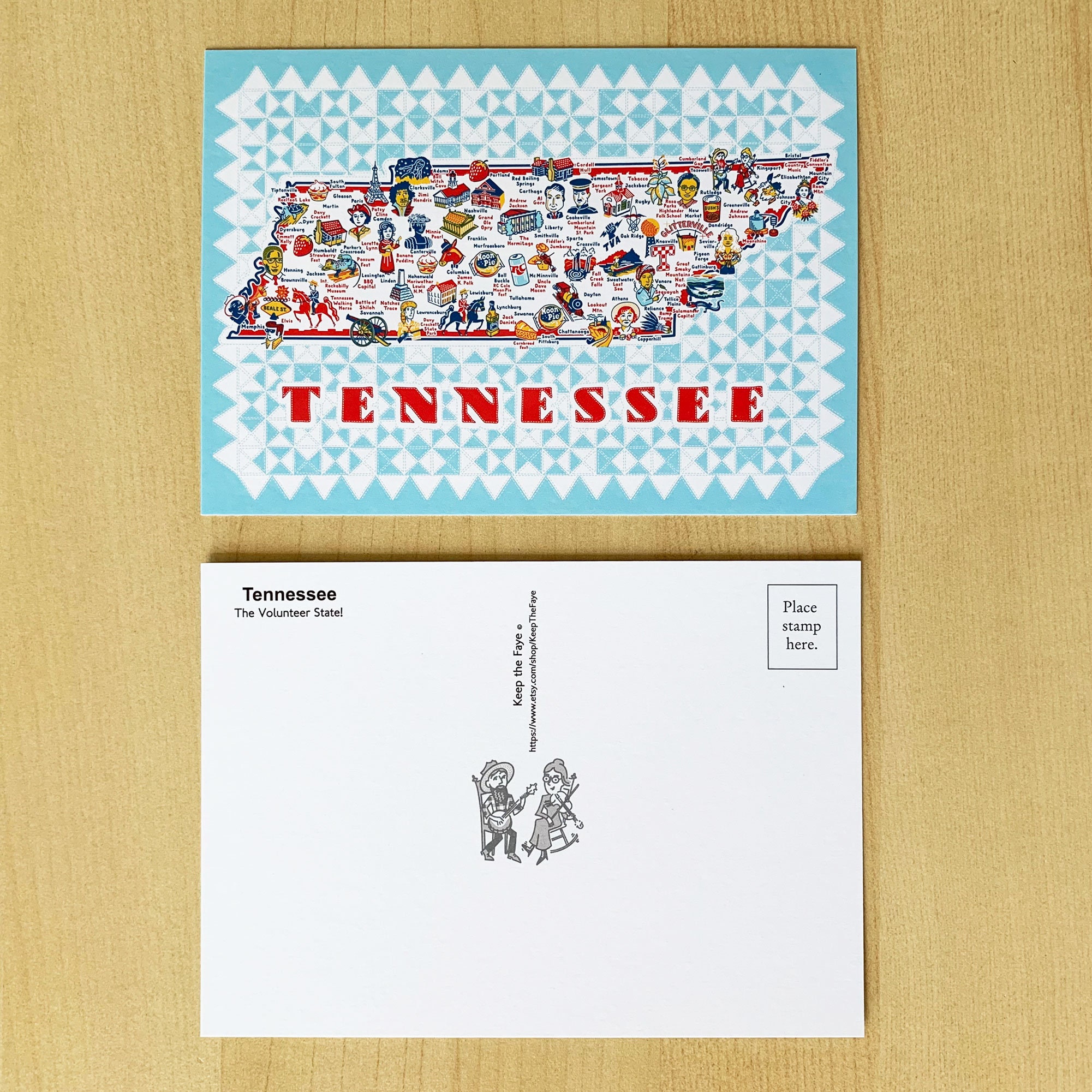 Tennessee Postcard 6 X 4.25 Tennessee Map | Etsy