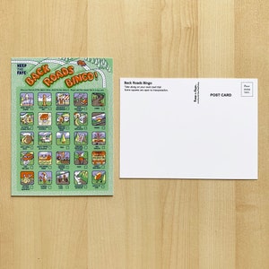 Back Roads Bingo Postcard, Travel Bingo Green Postcard - Etsy
