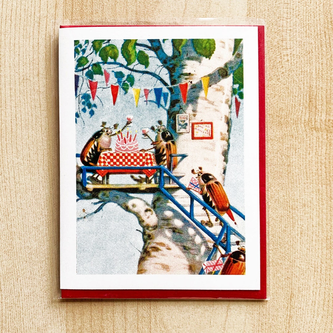 Party Insect Birthday Card: Vintage Modified Image - Etsy