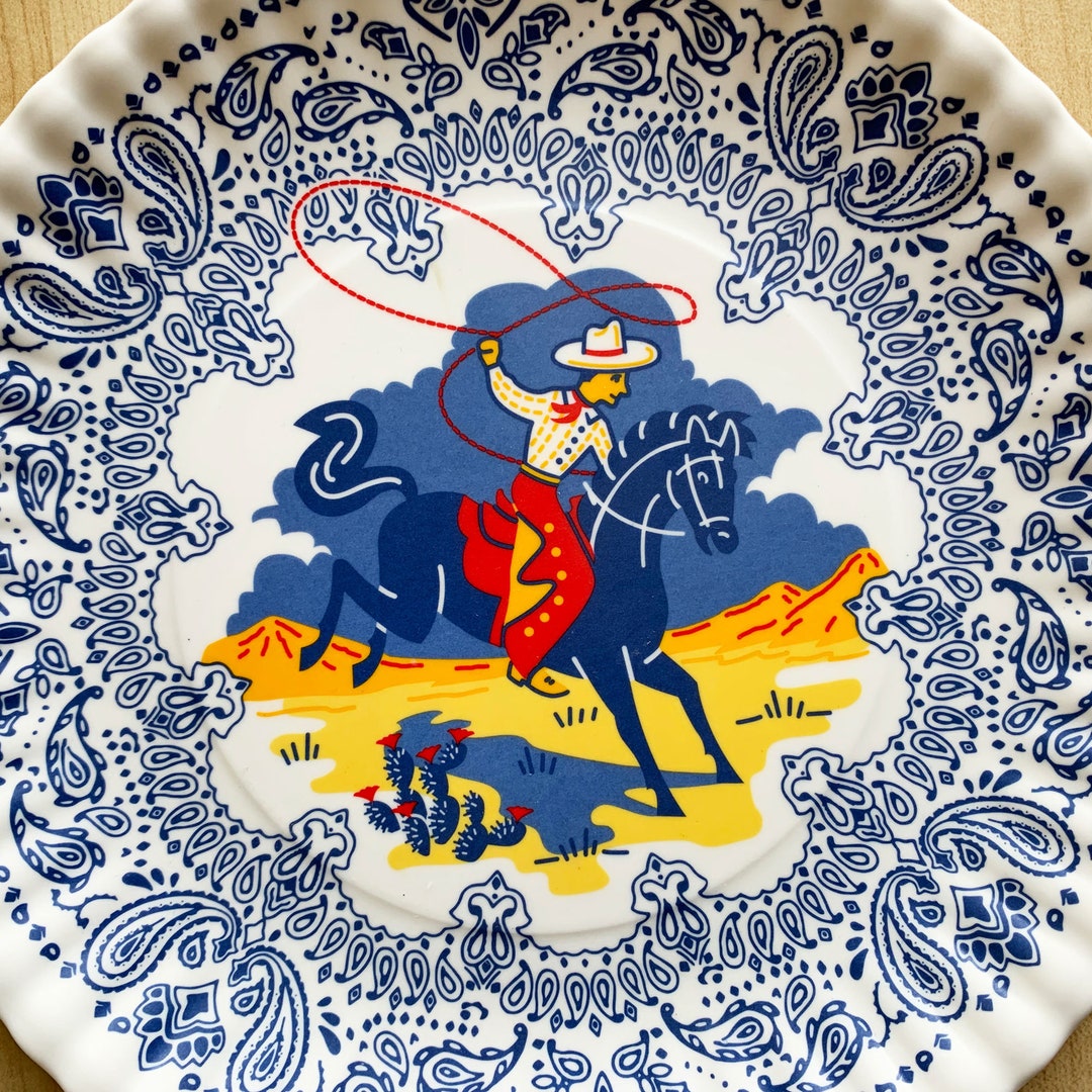 Cowboy Plates, 7.5" Melamine Plates, Set of 4, All Cowboy Plates - Etsy