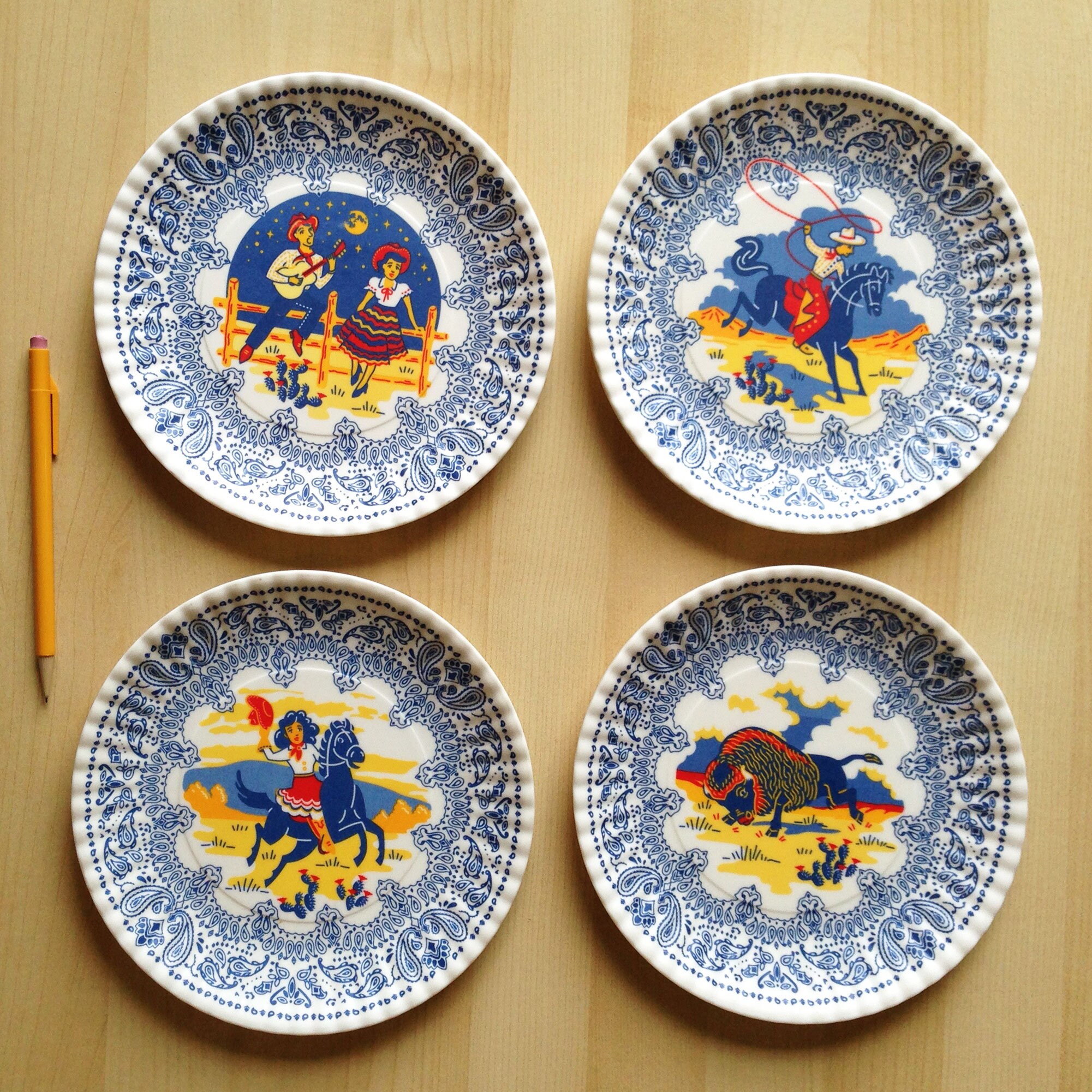 Western Plates 7.5 Set of 4 Melamine Plates Cowboy | Etsy