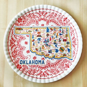 Oklahoma Platter, 16 Round Melamine Platter, Oklahoma Map Platter Tray ...