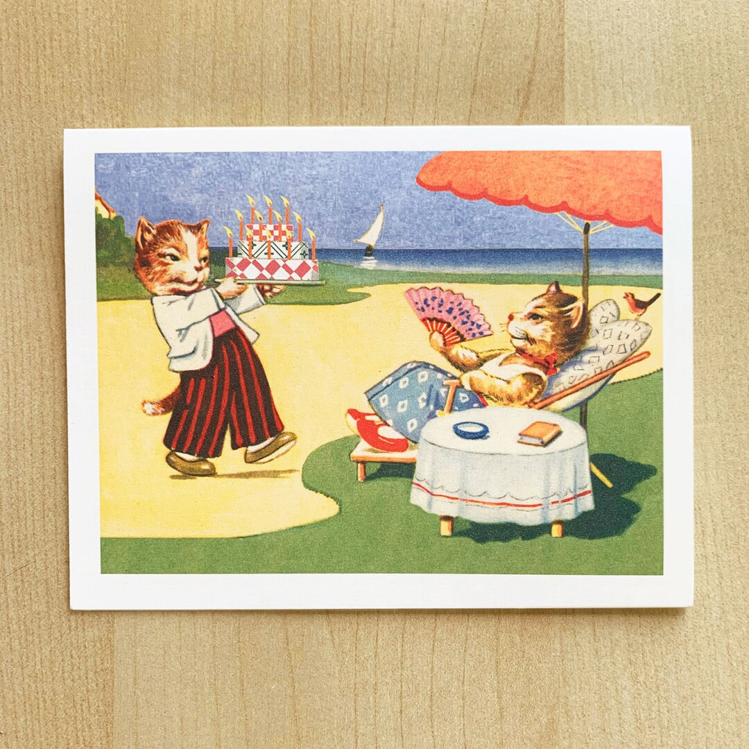 Cool Cat Birthday Card: Lounging Cat Card - Etsy