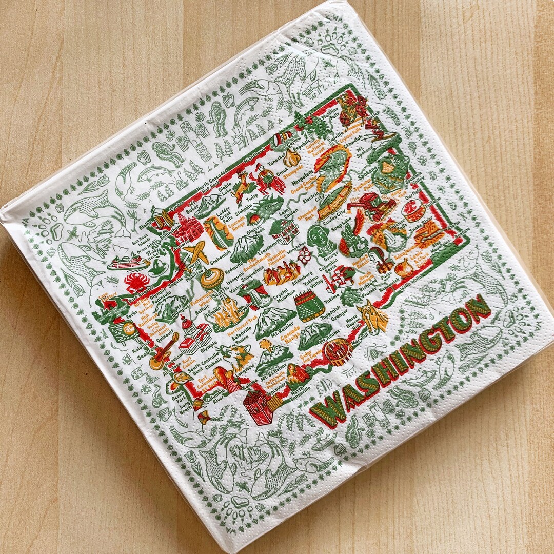 Washington State Map Paper Napkins: Set of 20 - Etsy