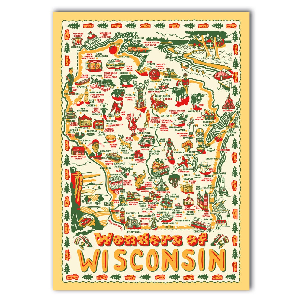 Wisconsin Postcard Wonders of Wisconsin Postcard 6 X - Etsy
